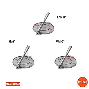 IMUSA USA 8-in. Aluminum Tortilla Press, 8 Inch, Silver