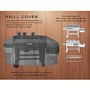 Cloakman 5072 5750 Cover fits Char-Griller Dual Function and Hybrid Dual Fuel Grill with Side Fire Box 8087