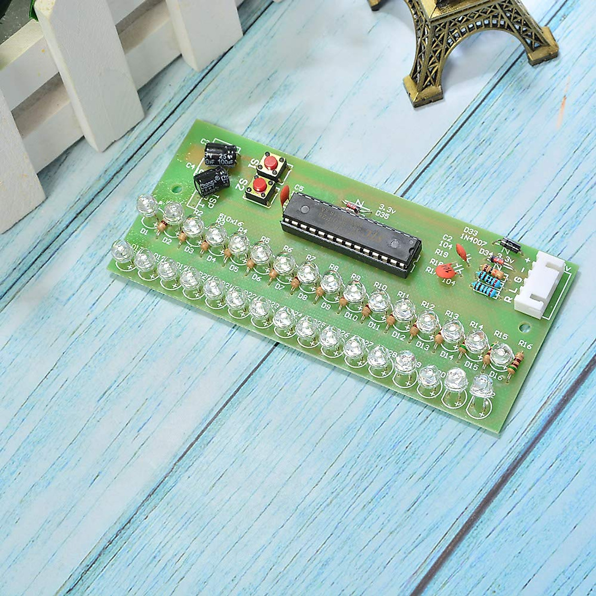 Comimark 1Pcs MCU Adjustable Display Pattern LED VU Meter Level Indicator 16 LED Dual Channel