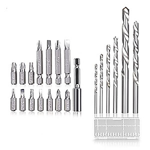 RIDA 21Pcs Steel Drill Bits High Speed Steel Jobber Length Twist Drill Bit Set 1/4" for Hardened Metal, Stainless Steel, Cast Iron, Plastic and Wood