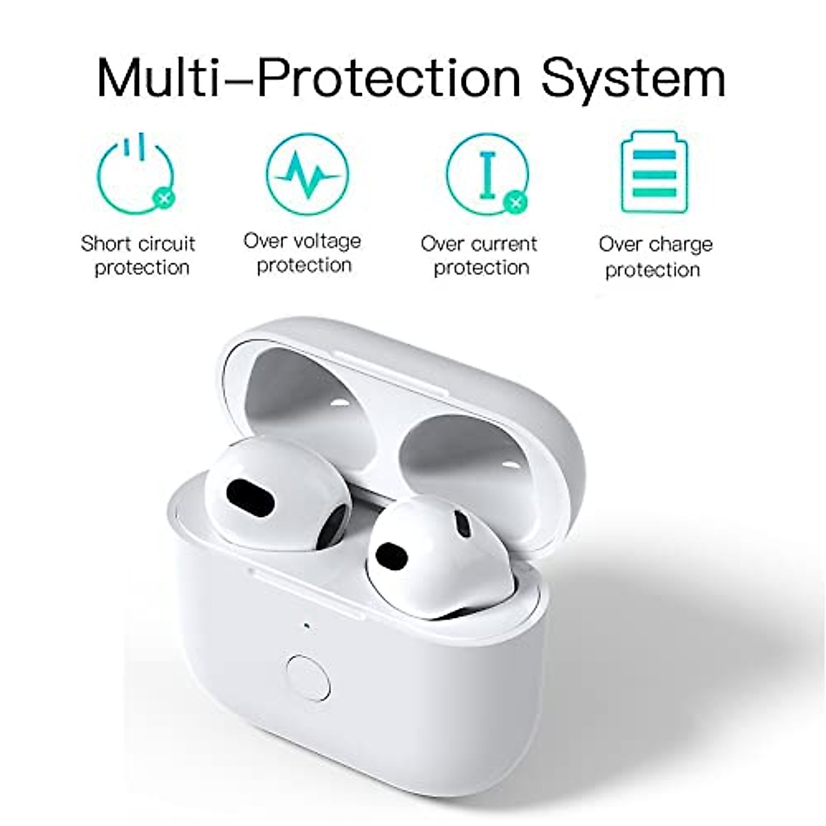 Newest Replacement Charging Case Compatible with AirPod 3rd Generation, Air pods 3 (Not for Airpod Pro) with Pairing Sync Button Without Earbuds, White