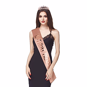 Rosavida 2-piece suit BIRTHDAY PRINCESS Sash and Rhinestone Tiara Kit Birthday Gifts Glitter Sash and Birthday Crowns for Women Girl Party Decoration (Rosegold)