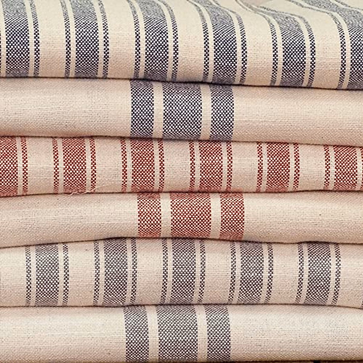 Piper Classics Market Place Red Ticking Stripe Bulk Yardage, One Yard, 36" x 110" Wide