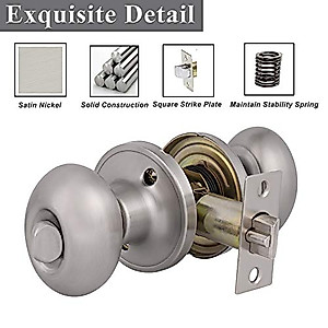 Probrico Keyed Entry Door Knobs with Lock & Keys Oval Egg Door Handles Brushed Nickel Finish Exterior Front Door Lockset Stainless Steel Fir for Entrance Door 1 Pack