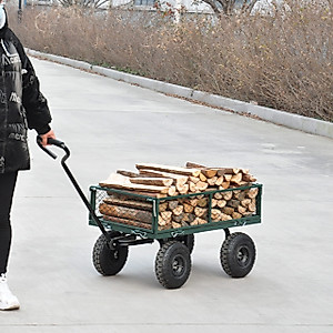 HJRTFLXC Garden Dump Cart - Large Capacity, Removable, Sturdy, Green, Outdoor Use