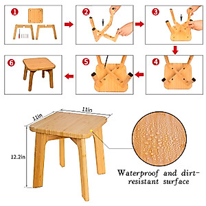 YITIHOME Wooden Step Stool for Adults Kids, Non-Slip Bamboo Wood One Step Stool with 300LBS Load Capacity, Easy to Assemble, Great for Kitchen Bedroom Bathroom