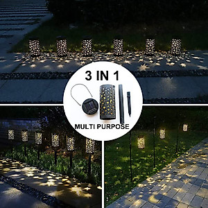 Solar Pathway Lights, Warm White Bright Solar Lights Outdoor Waterproof, Solar Garden Lights Adjustable Landscape Path Lights for Patio Walkway Yard Driveway Backyard Decorative