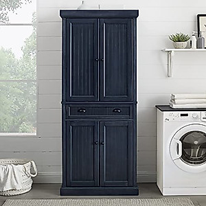 Crosley Furniture Seaside Kitchen Pantry Cabinet, Distressed Navy