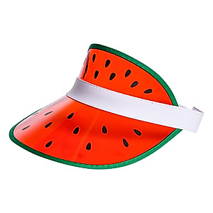 Sun Visor Hat UV Sports Watermelon Pattern Cap Tennis Golf UPF Visors Headwear for Men Women Outdoor Summer Travel Red