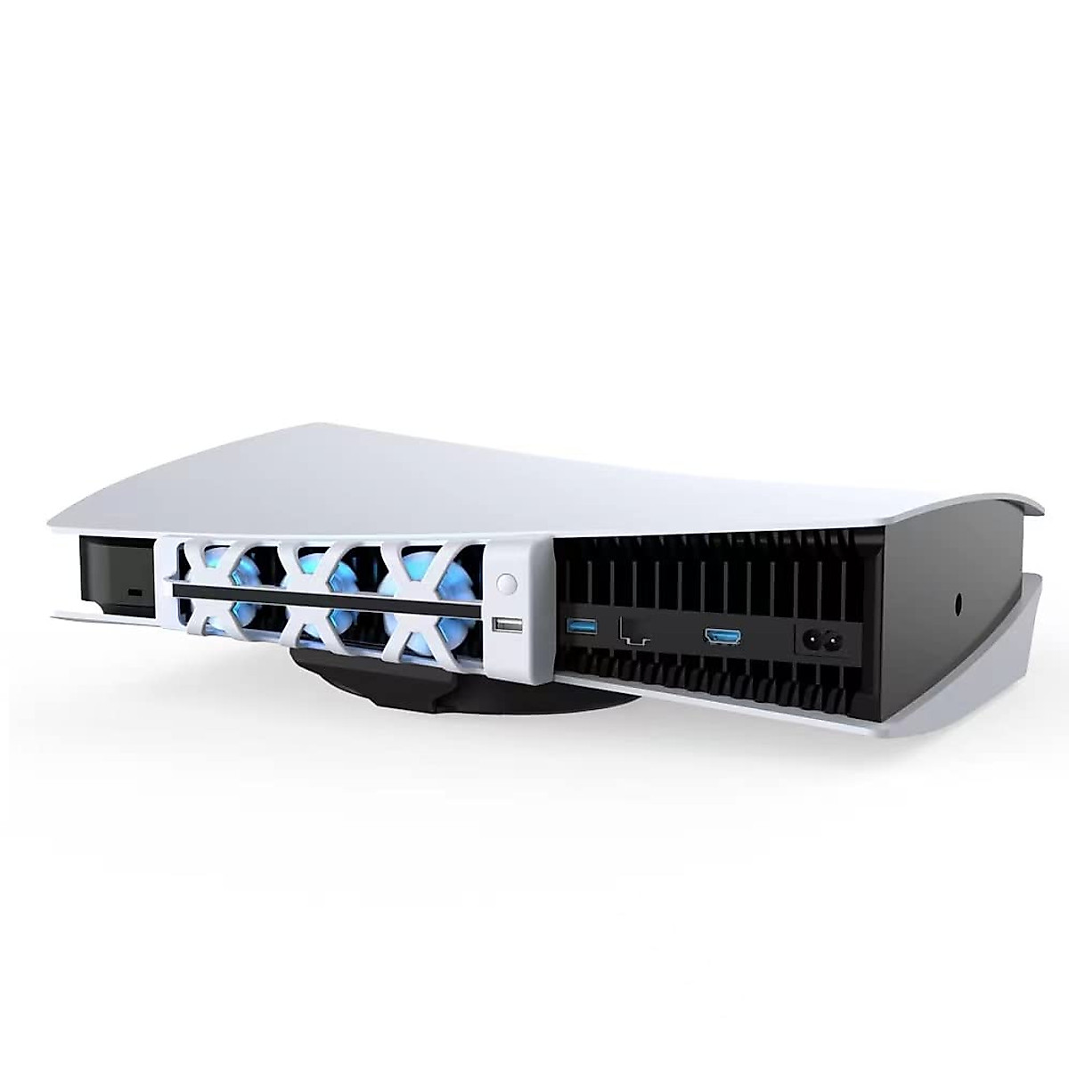 Upgraded PS5 Cooling Fan with LED Light and USB Port - Quiet Fan for PS5 Accessories - Suitable for Sony PS5 Digital/Disc Edition - White (NOT for PS5 Slim)