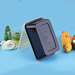 JMUSTTBO 50 Pack Food Storage Containers, Disposable Plastic Bento Lunch Boxes Meal Prep Containers with Lids for Microwavable Freezer Safe (750ml/25oz)