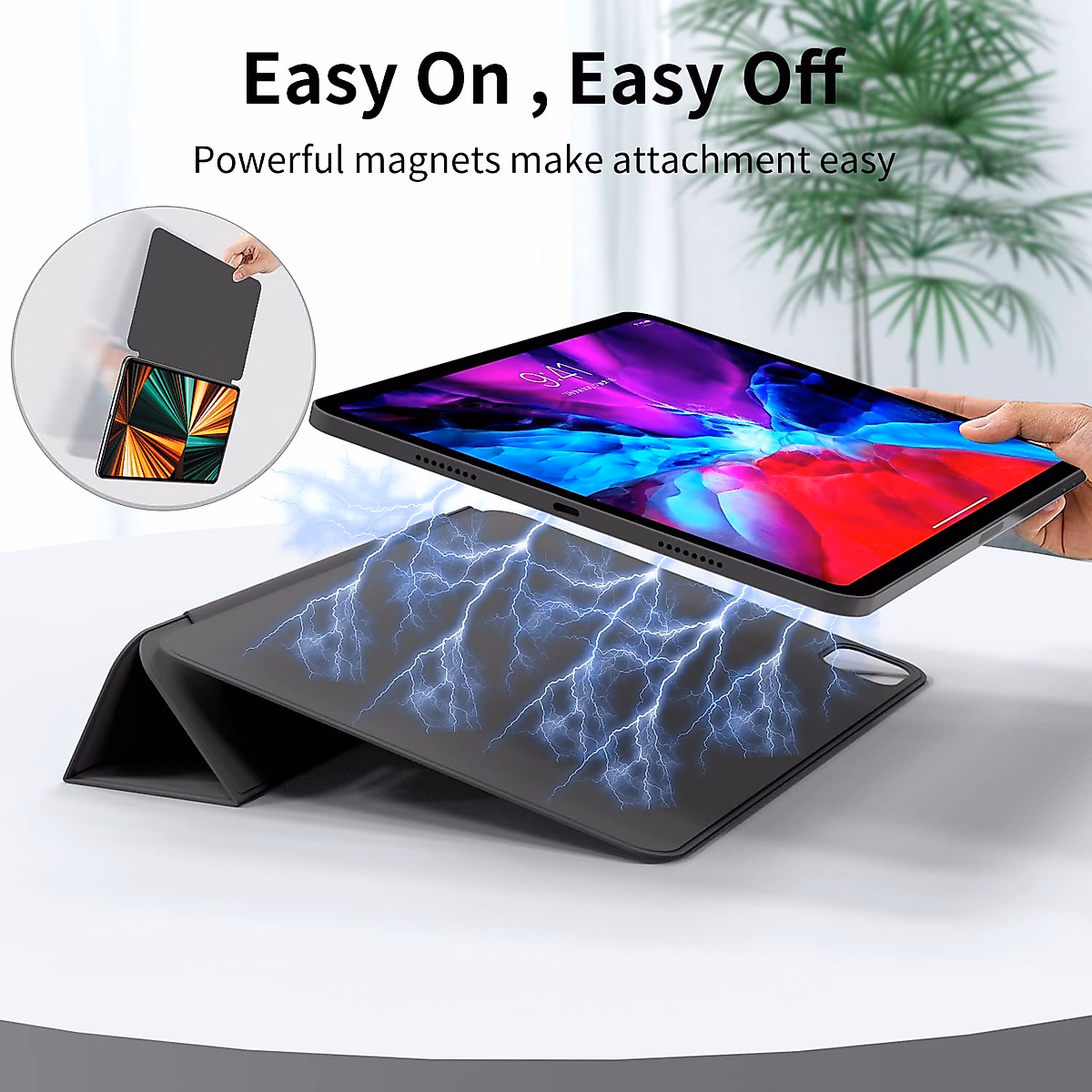 kenke Case for iPad Pro 11 Inch 4th/3rd/2nd/1st Generation (2022/2021/2020/2018 Model), Rebound Magnetic Slim Trifold Stand Smart Cover, Support 2nd Gen Pencil Charging, Auto Sleep/Wake, Black