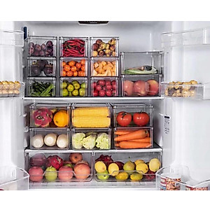 Plexel Refrigerator Organizer Bins, Fridge Organizer, Clear Plastic Food Storage Containers, Contenedores Para Organizar Cocina, Pantry Organization And Storage, with Removable Drain Tray. (7)