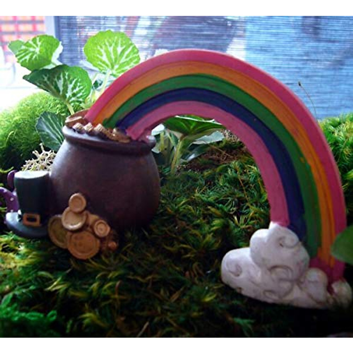 MIABE Miniature Fairy Garden AccessoriesSupplies for Rainbow and Pot of Gold 1pc MI 55806 Irish for Garden, Patio, Deck, Porch, Terrarium, Dollhouse - Yard Art Decoration.