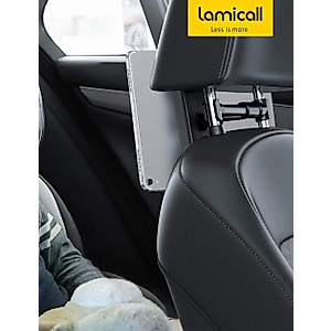 Lamicall Car Headrest Mount, Tablet Headrest Holder - Stand Cradle Compatible with iPad Pro Air Mini, Galaxy Tabs, Other 4.7-10.5" Cellphones and Tablets - Black