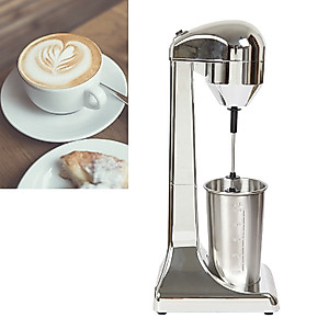 Milk Shake Machines, Ice Cream Blender with 2 Speeds, Household Commercial Drink Mixer with 450ml Abs Cup and 500ml Stainless Steel Cup (Silver)