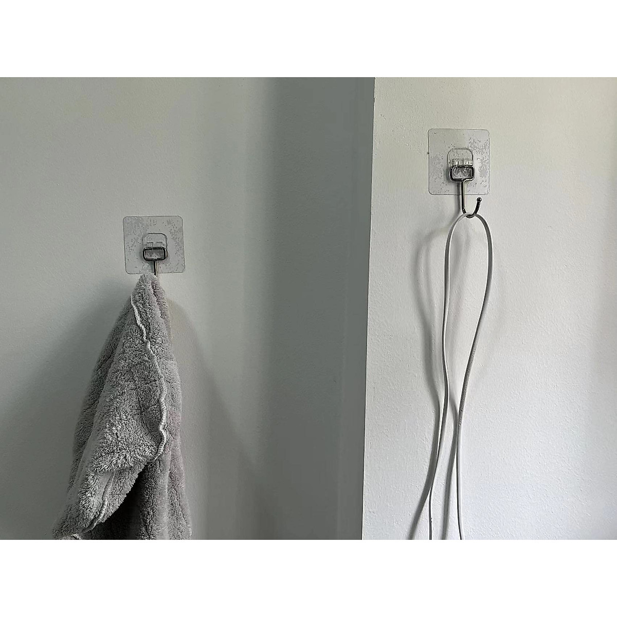 cnejucw Large Adhesive Hooks for Hanging Heavy Duty Wall Hooks 22 lbs Self Adhesive Towel Hook Waterproof Transparent Hooks 10 Pack(White) (guagou 2)