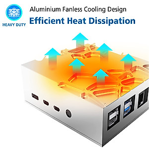 Akasa Gem Pro, Pure Aluminum Raspberry Pi 4 Case, Heavy Duty Pi 4 Heatsink, Ultra Quiet Passive Cooling Raspberry Pi Housing, Supports Raspberry Pi 4 Model B, Silver, A-RA09-M2S