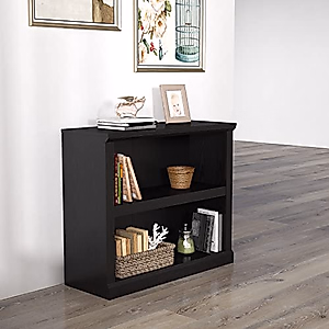 Panana Wooden Bookcase, 2/3/5 Tier Cube Shelves Adjustable Shelf Bookself Storage Organizer Display Shelf Free Standing Unit for Living Room Home Office (Black, 2-Tier)