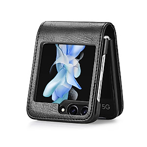 CCSamll for Samsung Galaxy Z Flip 5 Wallet Case with Card Holder, Business Style Premium PU Leather for Protective Phone Case Cover for Samsung Galaxy Z Flip5 5G DK Black