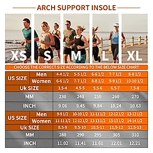 STSVZORR High Arch Support Insert Plantar Fasciitis Flat Foot Orthopedic Pain Relief Insole Men Women Standing All Day,Size US-12,length-30.5cm,Bright Orange