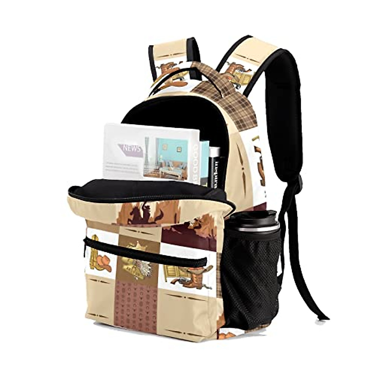 Custom Kid Backpack, Cowboy Western Life Personalized School Bookbag with Your Own Name, Customization Casual Bookbags for Student Girls Boys