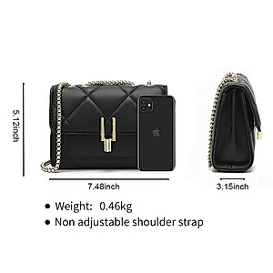 Nother Crossbody Bags for Women Quilted Shoulder Purses and Handbags Lattice Texture with Chain Strap (Black)