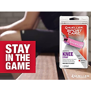 MUELLER Sports Medicine Jumper's Knee Single Strap, Knee Pain Relief Support for Men and Women, Ideal for Osgood-Schlatter's, Runner's Knee, Patellar Tendinitis, Pink, One Size