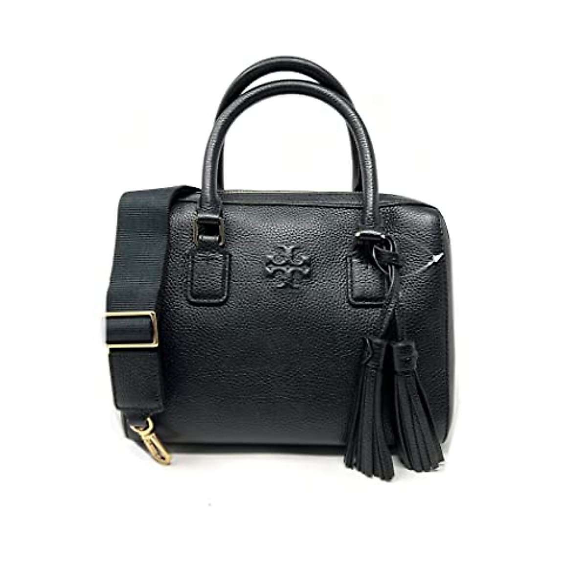 Tory Burch 84777 Black Gold Hardware Thea Web Small Leather Satchel