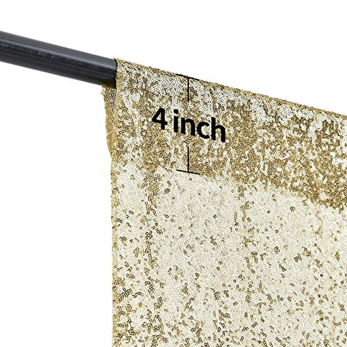 2×8FT-2PCS Champagne Gold Sequin Backdrop Curtains Panels, Photography Backdrop Glitter Curtains Fabric Background for Christmas Wedding Party Decor