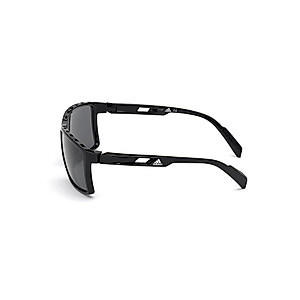 adidas Men's Injected Sun Glasses Round Sunglasses, Shiny Black/Smoke Polarized, 63/12/130
