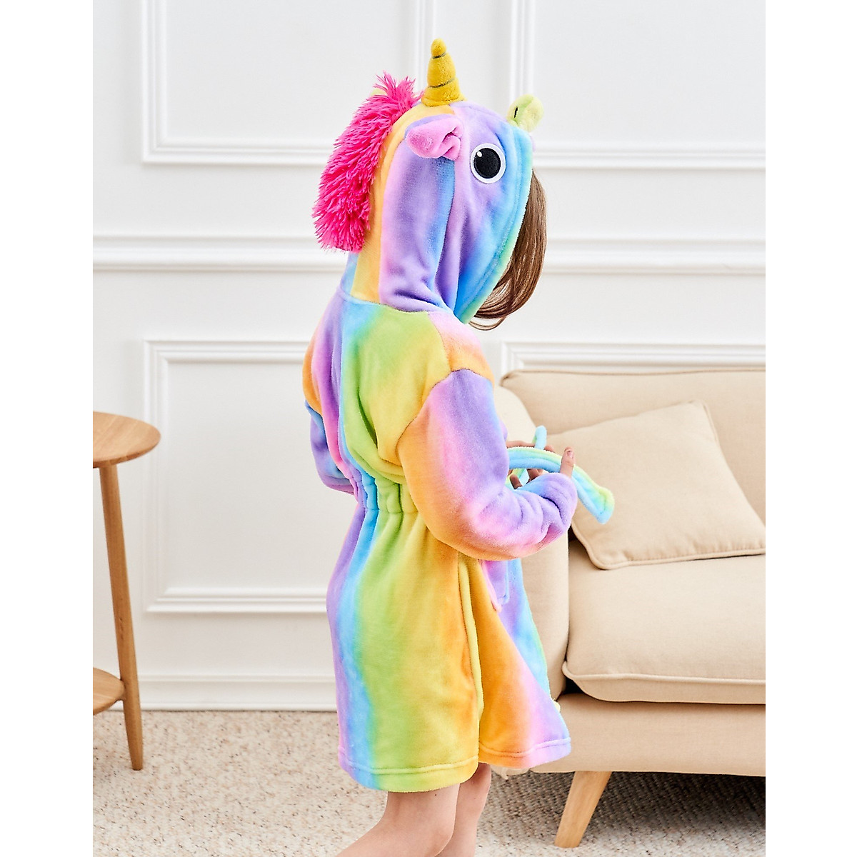 Doctor Unicorn Soft Unicorn Hooded Bathrobe Sleepwear - Unicorn Gifts for Girls (Rainbow, 7-9 Years)