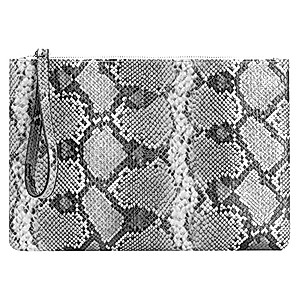 Envelope Clutch Purse for Women Handbags Snakeskin Pattern Evening Clutch Bag for Daily Use Wedding Cocktail Party Travel (Light grey)