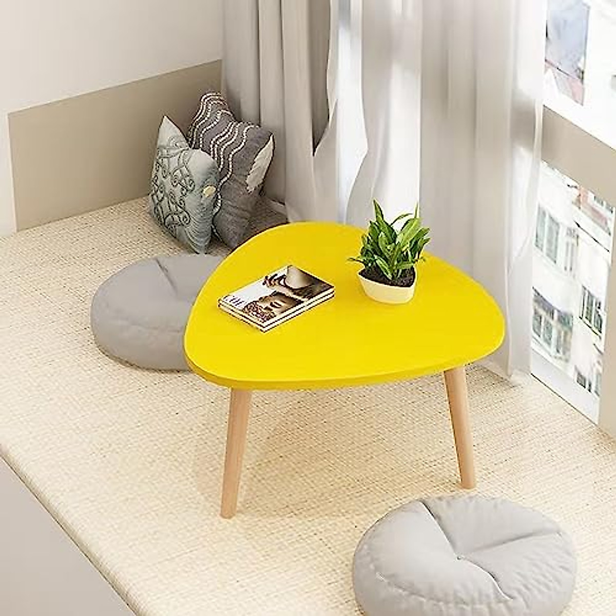 ZXWCYJ Small Triangles Coffee Table for Small Space Mid Century Modern Coffee Table for Living Room Center Table Minimalist Display Coffe Table,Suitable for Living Room, Bedroom,Yellow