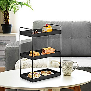 3-Tier Bathroom Countertop Organizer Vanity Tray Cosmetic & Makeup Storage Kitchen Spice Rack Standing Shelf, Black