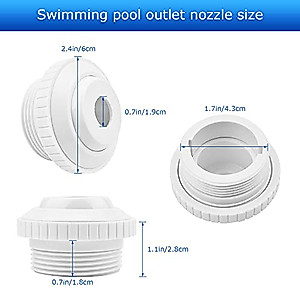 Broadsheet 3 Pieces Pool Opening Jet Nozzles, 3/4 Inch Opening Eye Ball Directional Flow Inlet Fitting, Standard 1-1/2 Inch Thread Pool Return Fittings Pool Accessories for Inground Pools (White)