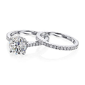 Kobelli 2ct Round Forever One Moissanite Fancy Hidden Halo Set - white-gold / 6.5