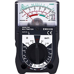 Power Gear Multimeter, 14 Range, Battery Tester, 250V, Analog, Measures Voltage (AC, DC) and Resistance, 6-Function Non-Recording, Black