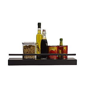 Melannco Floating Railing Shelf, 24-Inch, Black