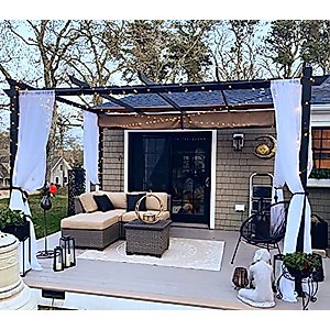 PURPLE LEAF Outdoor Metal Pergola with Retractable Canopy 10' x 13' Patio Aluminum Pergola for Deck Garden Backyard Modern Small Pergola, Beige