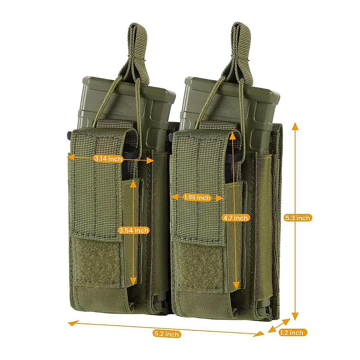 FRTKK Molle Mag Pouch, Open Top Single/Double/Triple Magazine Pouch Holder Carrier for M4 M16 AK AR Glock M1911 92F 9mm