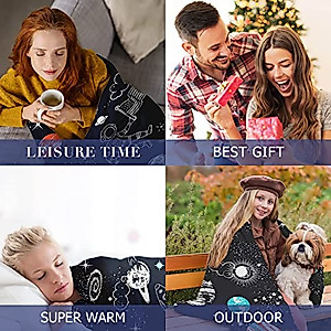 Ultra-Soft Cozy Flannel Fleece Throw Blankets 40"x50", Smooth Warm Fuzzy Plush Blankets for Couch Bed Kids Adults (Galaxy Solar System Astronaut Planets Rocket)