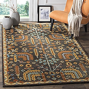SAFAVIEH Heritage Collection 6' x 9' Charcoal / Multi HG409A Handmade Traditional Oriental Premium Wool Area Rug