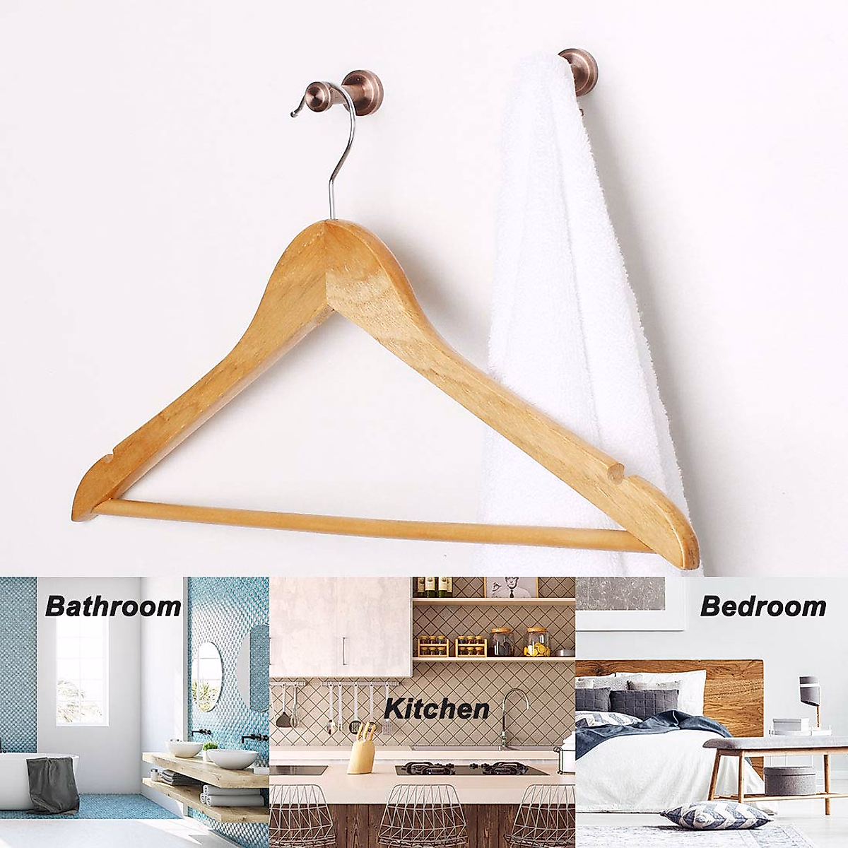 uxcell 2pcs Wall Hook Copper Wall Mounted 1.8 Inch Hooks Bag Coat Towel Bathroom Robe Hanger w Screws Copper Tone