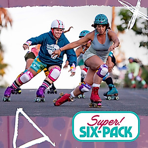 187 Killer Pads Moxi Skate Knee Pads, Elbow Pads, and Wrist Guards, Six Piece Pad Set, Pink, Junior