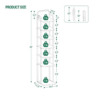 Hzuaneri Vertical Shoe Rack, Shoe Shelves, Wood Shoe Organizer for Closet, Entryway, Shoe Tower for Small Spaces, Free Standing, Adjustable, with 2 Hooks, 7 Tier Greige SR20205B