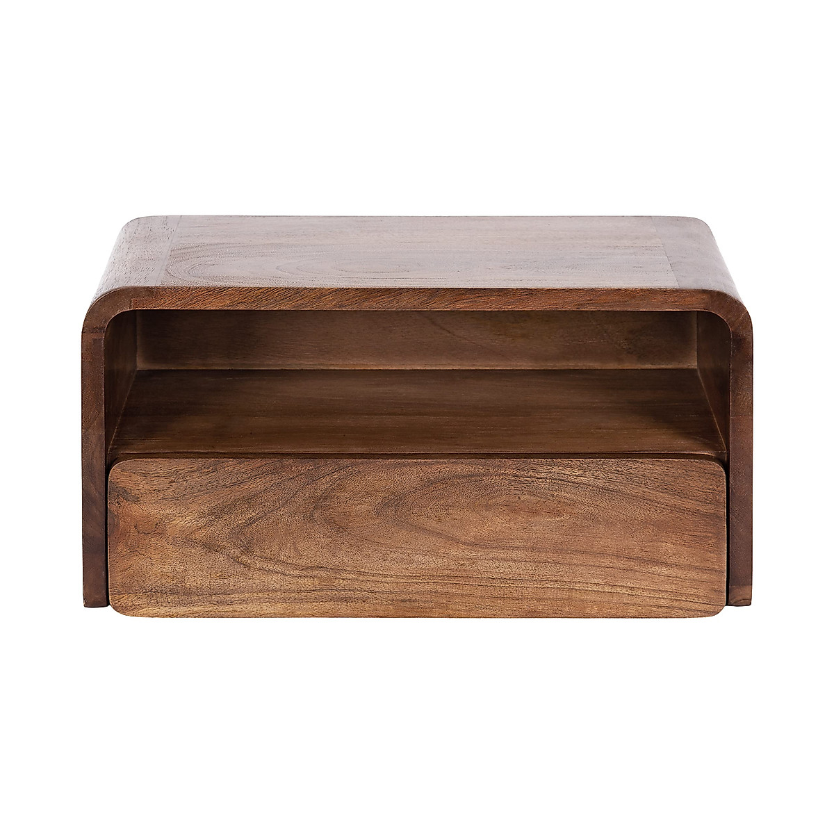 Kate and Laurel Kato Modern Wood Floating Side Table with Drawer, 18 x 10 x 9, Walnut Brown, Contemporary Wooden Floating Nightstand for Bedroom Bedside Table