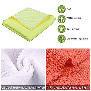 SINLAND Microfiber Dish Cloth for Washing Dishes Dish Rags Best Kitchen Washcloth Cleaning Cloths with Poly Scour Side 5 Color Assorted 12inchx12inch 10pack