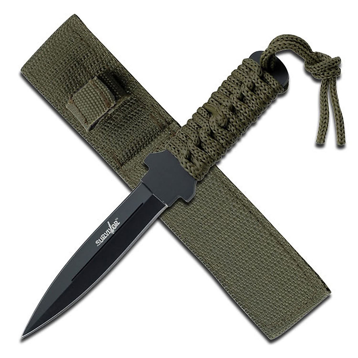 Survivor HK-7521 Outdoor Fixed Blade Knife 7-Inch Overall, Stainless Steel,Green
