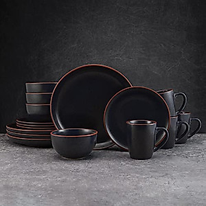 Pfaltzgraff Hunter 16 Piece Dinnerware Set, Service for 4, Black